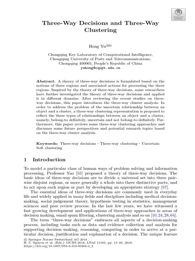 Three-Way Decisions and Three-Way Clustering | PDF | Science ...