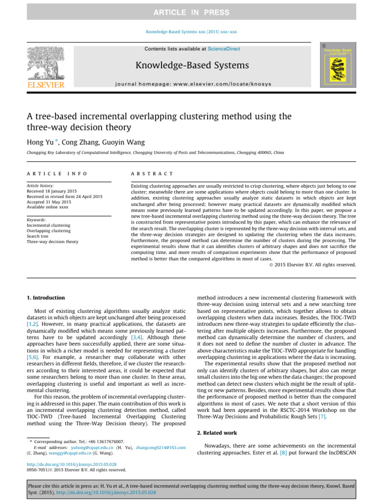 A Tree-Based Incremental Overlapping Clustering Method Using The Three ...