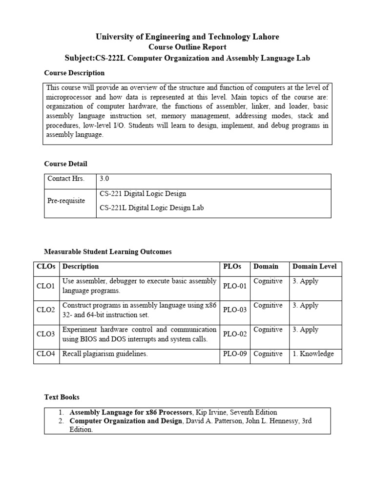 Computer Organization and Assembly Language (Lab) - 1 | Download Free ... Computer Organization and Assembly Language (Lab) - 1 | Download Free ...