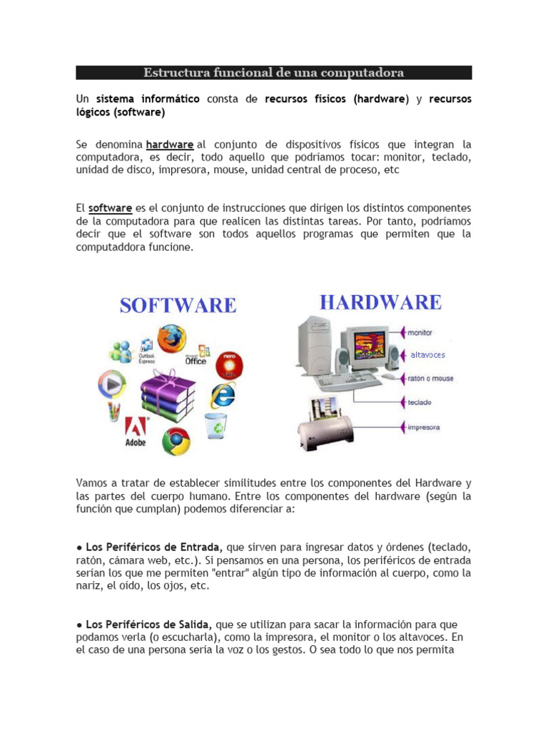 Estructura funcional de una computadora | PDF | Hardware de la computadora | Periférico