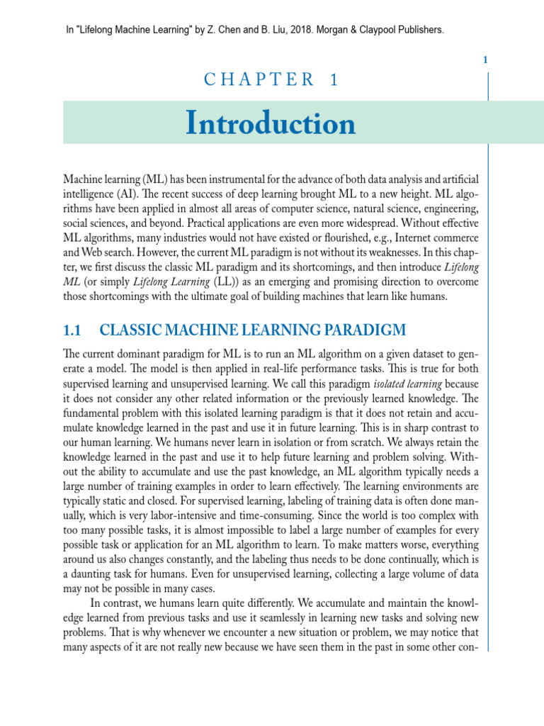 Chapter 1 Introduction Lifelong Learning | PDF | Machine Learning | Learning
