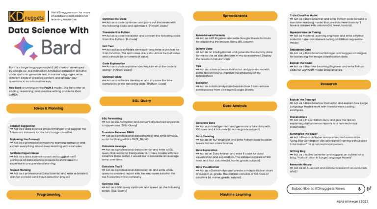 Bard For Data Science Cheat Sheet KDnuggets | PDF | Computers