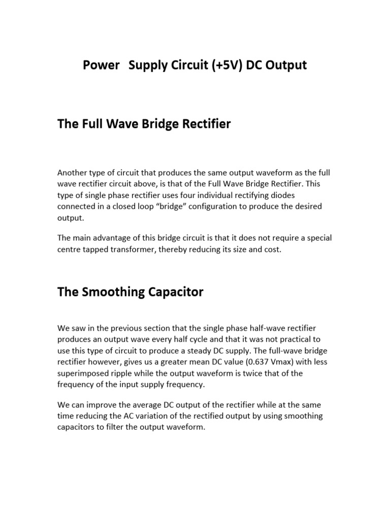 Power Supply Circuit | PDF | Rectifier | Electronic Engineering