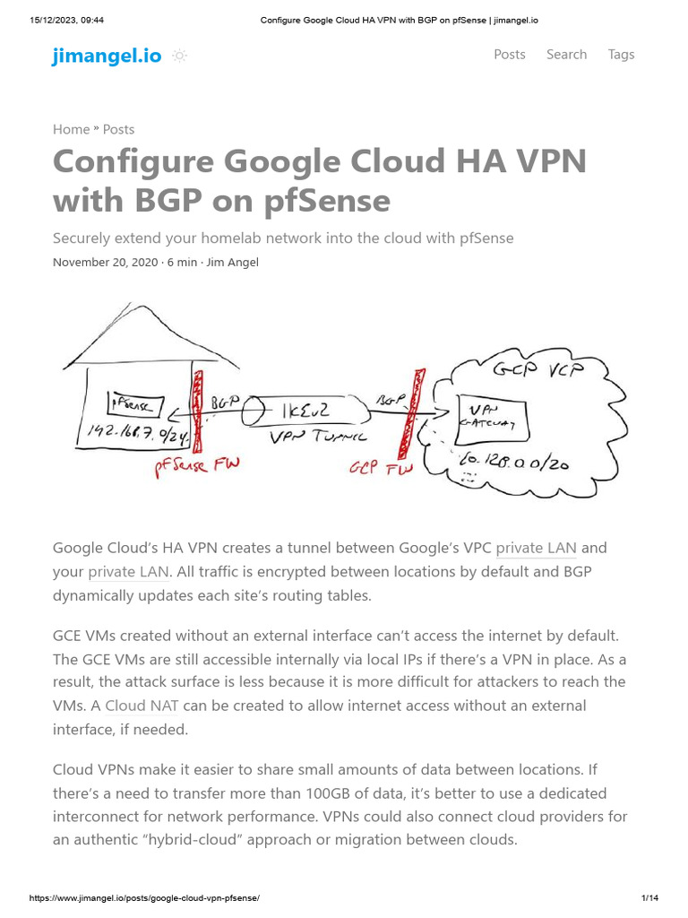 Configure Google Cloud VPN With BGP On Pfsense | Download Free PDF | Virtual Private Network ...