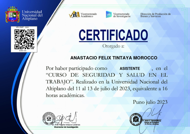 Certificado Tintaya | PDF Certificado Tintaya | PDF