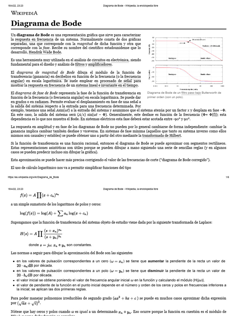 Diagrama de Bode - Wikipedia, La Enciclopedia Libre | PDF | Matemáticas ...