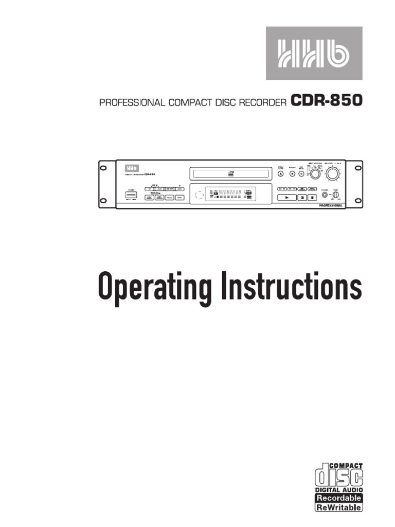 CDR850 Manual Professional Compact Disc Recorder | PDF