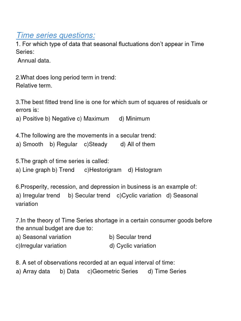 Time Series Questions Not Sol | PDF