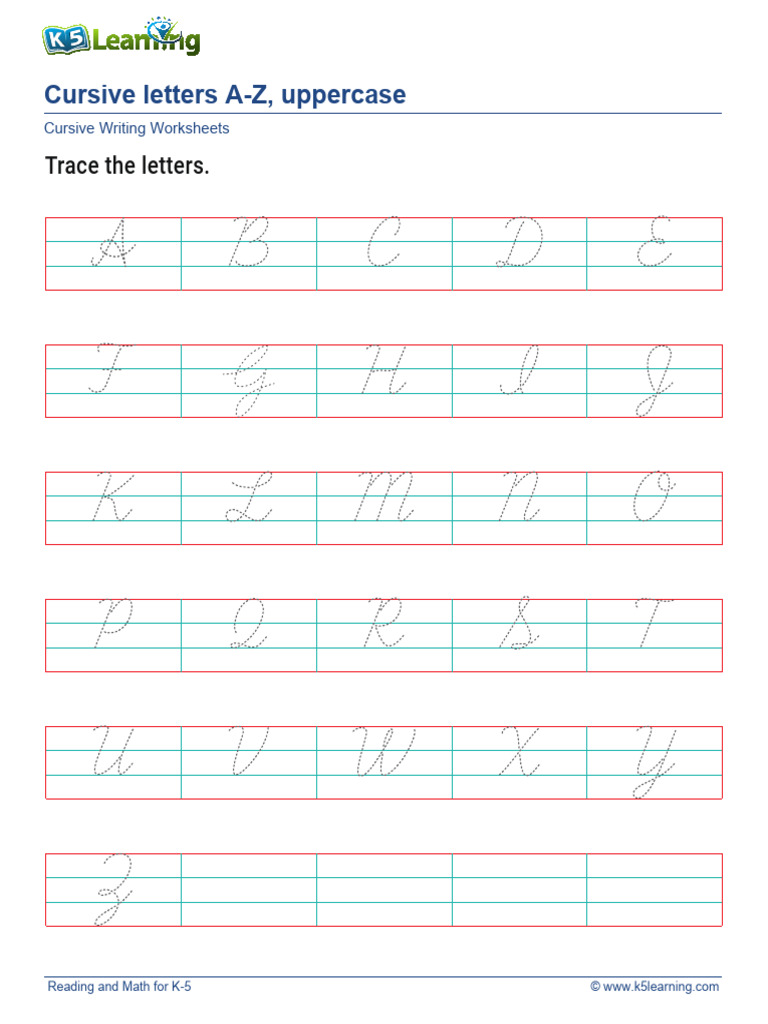 Trace Cursive Letters A Z Uppercase | PDF
