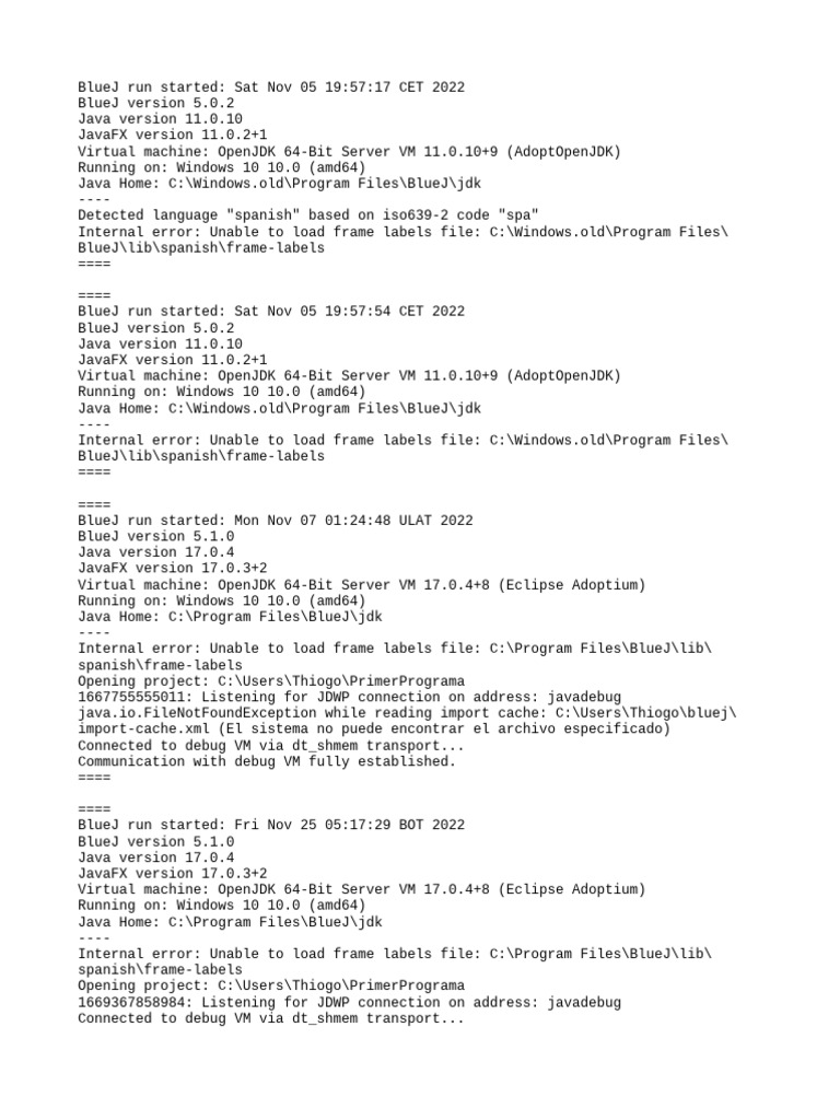 Bluej Debuglog | PDF | Virtual Machine | Java (Programming Language)