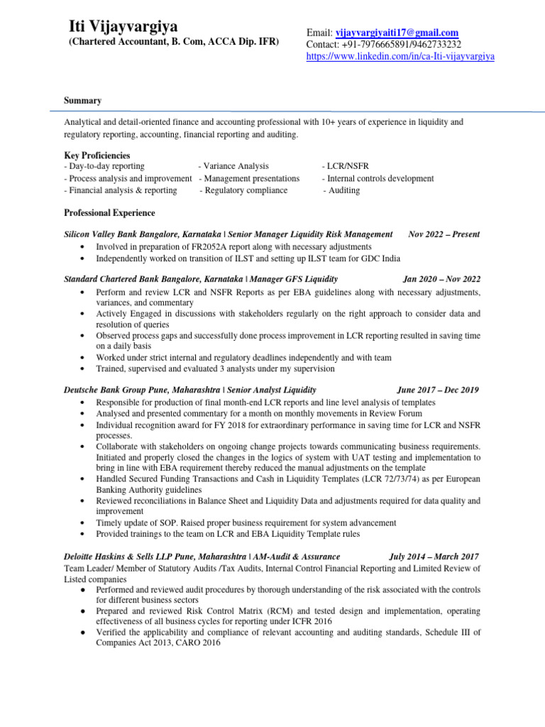 Iti Resume | PDF | Audit | Accounting