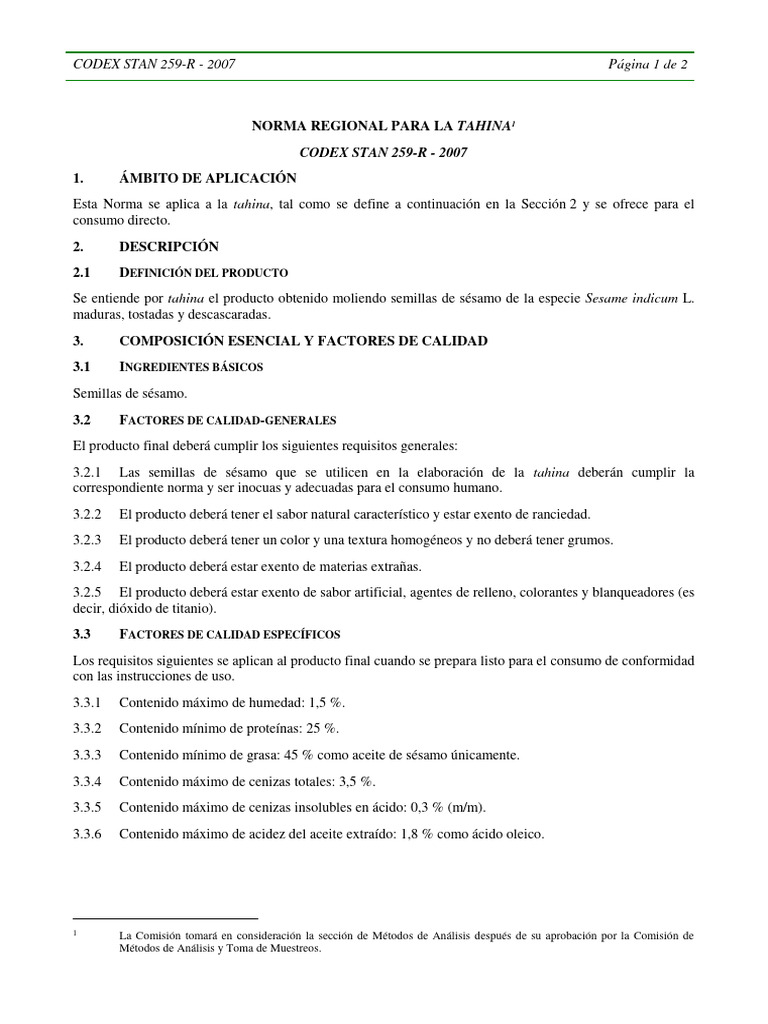 Cxs - 259Rs Norma Tahina | PDF | Alimentos | Sésamo