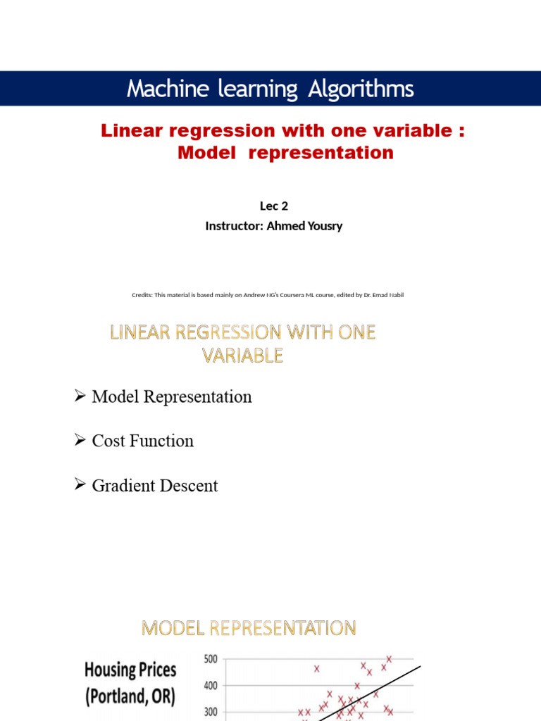 Lec2 Linear Regression With One Variable | PDF | Regression Analysis ...