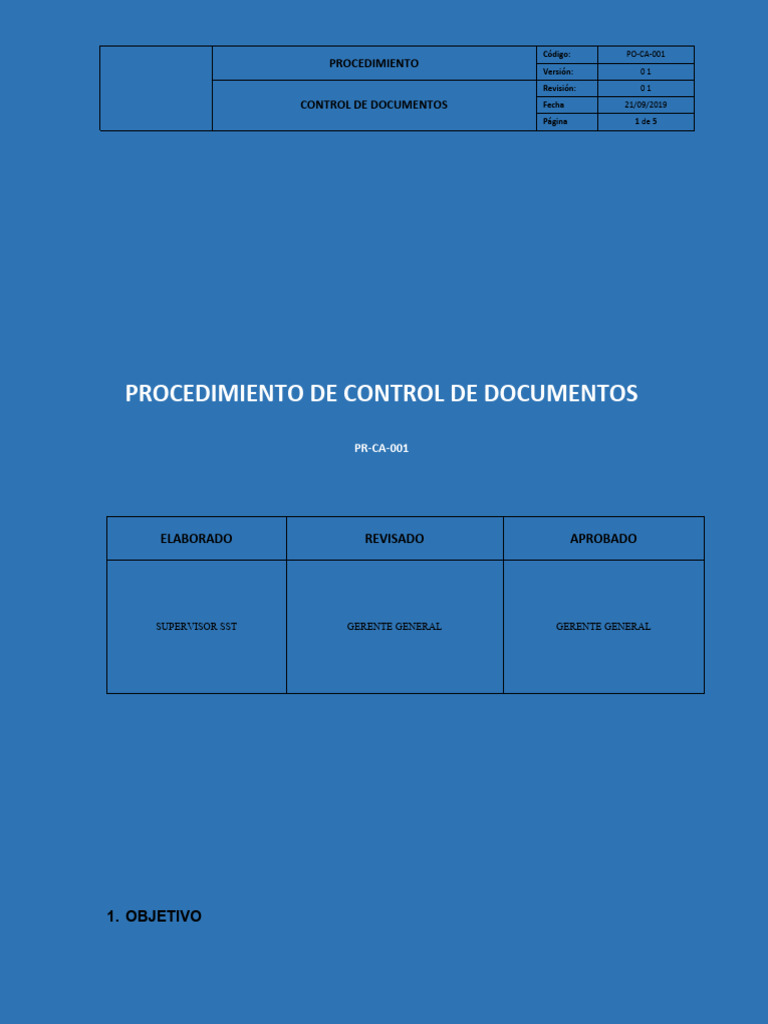 PR-CA-001 Control de Documentos | PDF