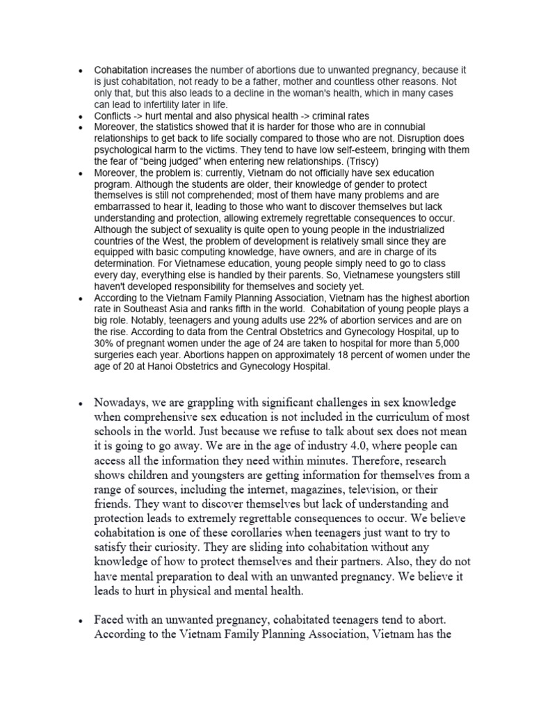 Cohabitation Script | PDF | Abortion | Adolescence