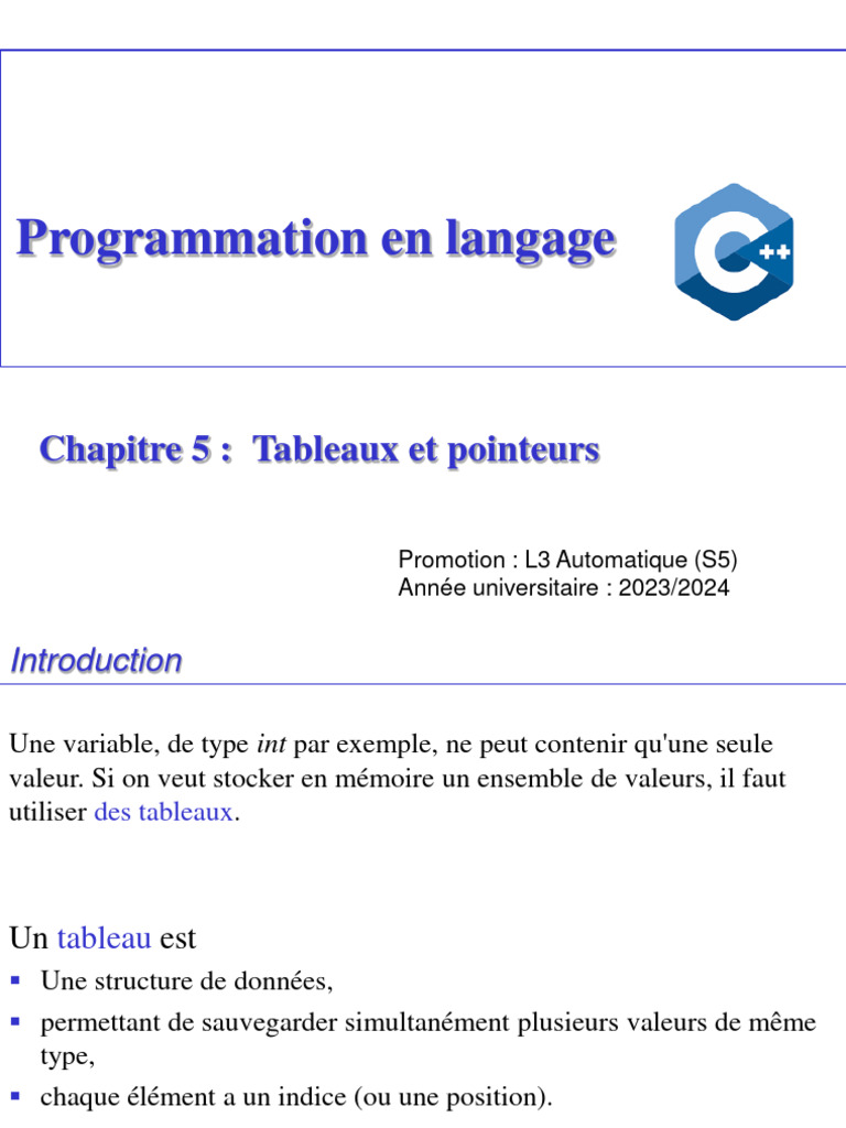 Tableaux statiques en C++ | PDF | Données informatiques | Ingénierie ...