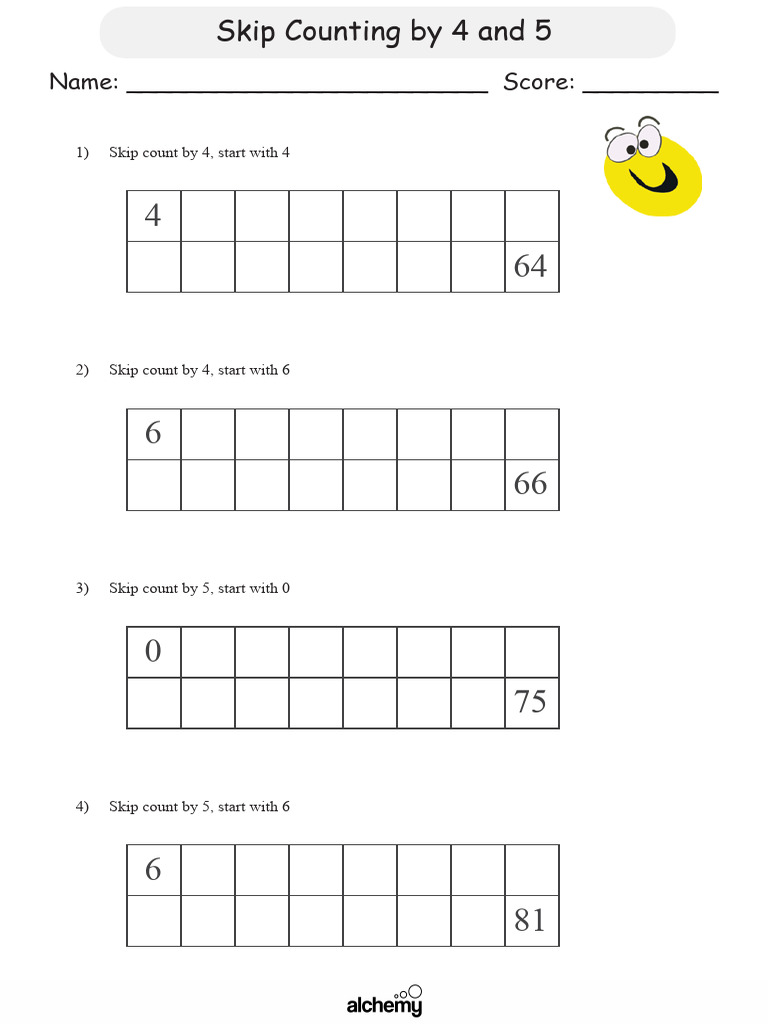 Primary Maths Worksheet (Skip Count by 4,5) | PDF