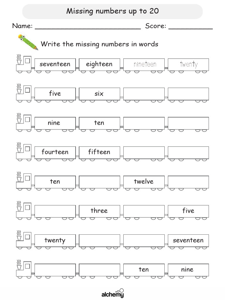 Primary Maths Worksheet (Missing Numbers Up To 20) | PDF