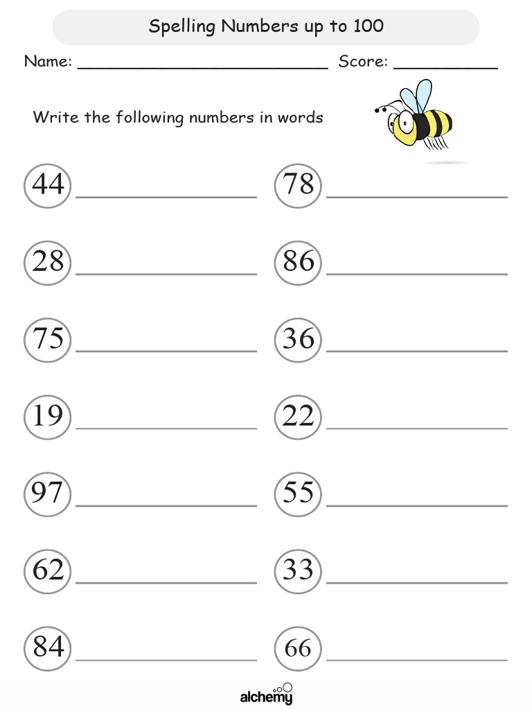 Primary Maths Worksheet (Spelling Numbers Up To 100) Part 2 | PDF