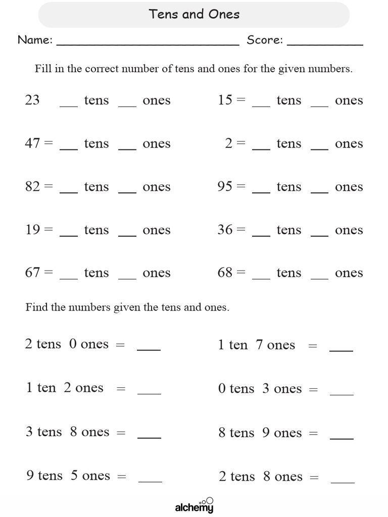 Primary Maths Worksheet (Tens and Ones) Part 3 | PDF