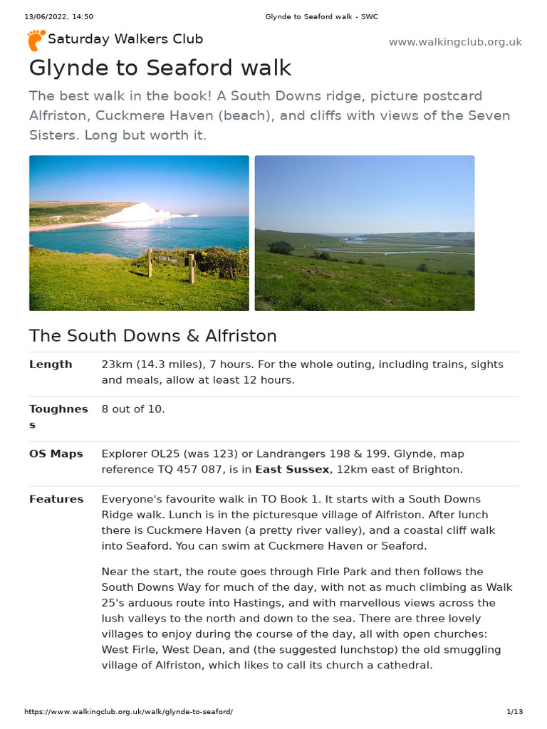 Glynde to Seaford Walking Guide | PDF | Pub