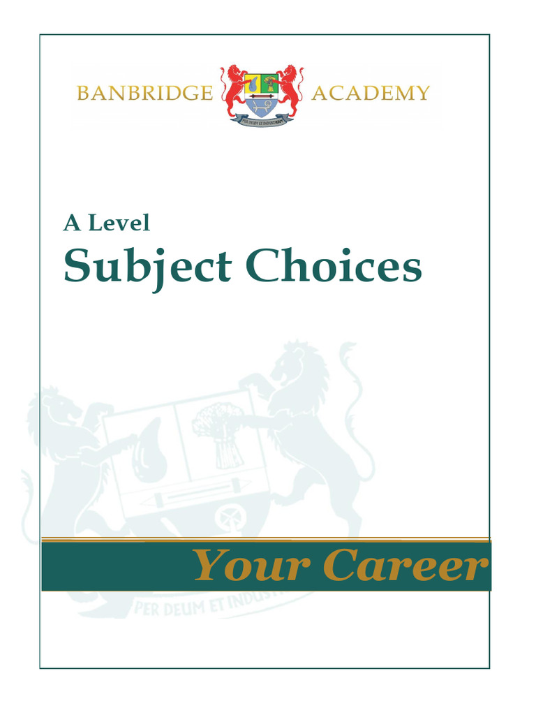 Subject Choices: Your Career | PDF | Gce Advanced Level (United Kingdom ...