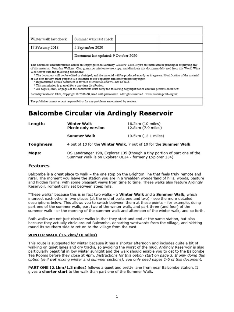 SWC Walk 22 Balcombe Circular Via Ardingly Reservoir | PDF | Road