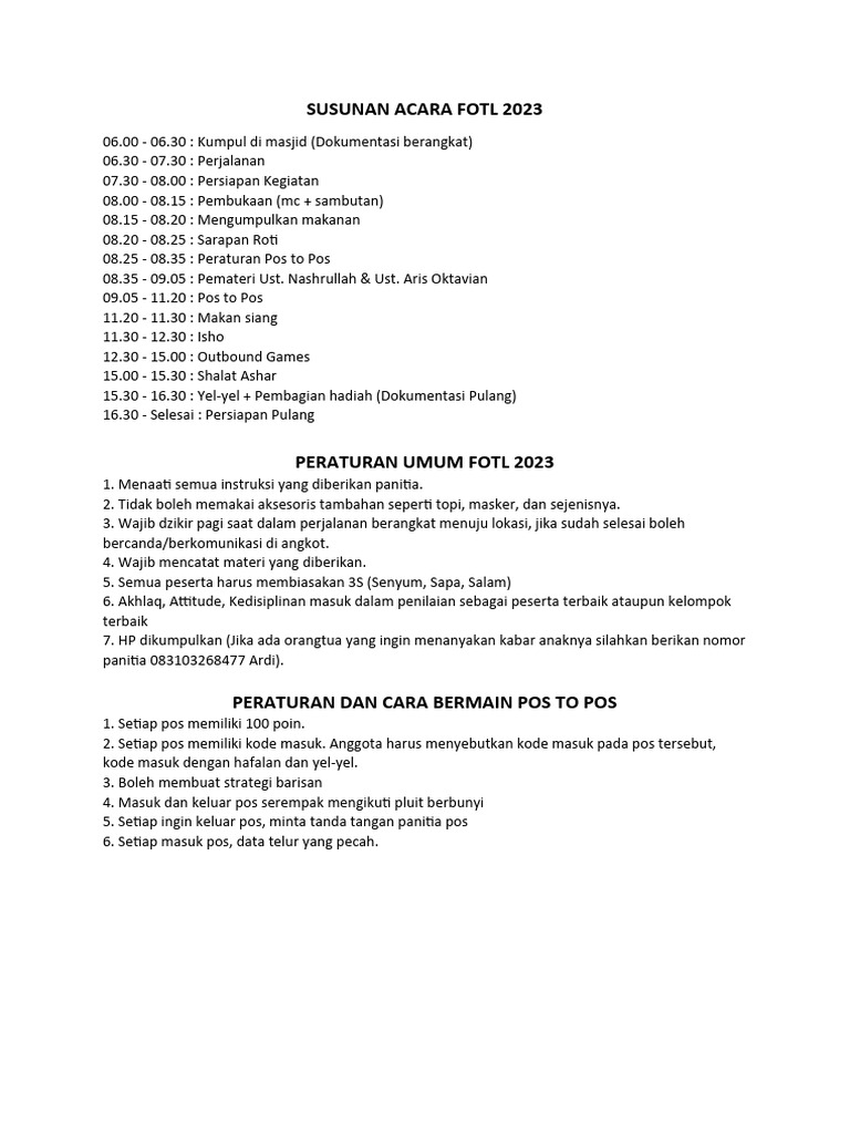 Contoh PERATURAN DAN SUSUNAN ACARA | PDF