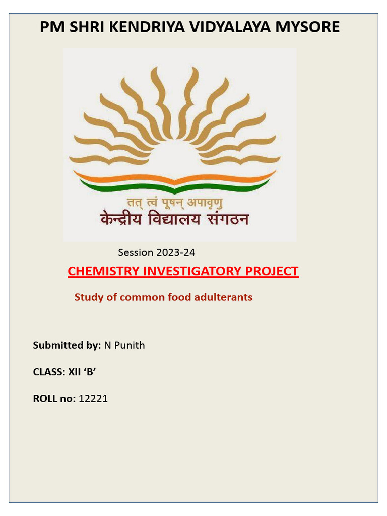 Study of Food Adulterants in Chemistry | PDF | Iodine | Starch