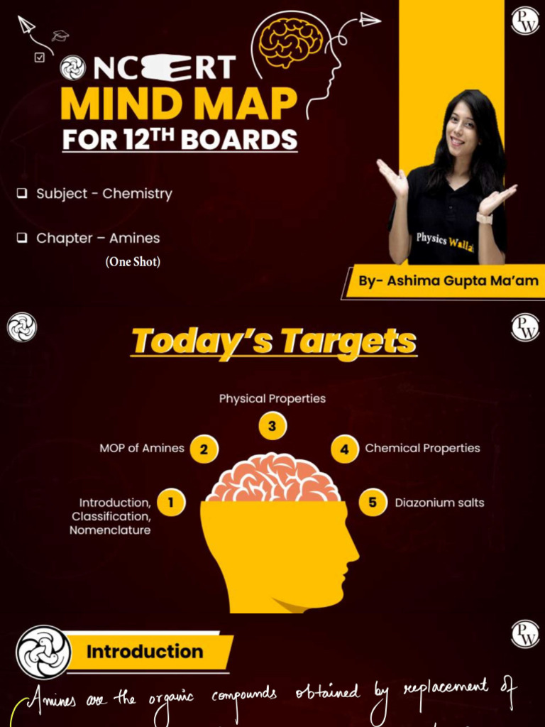 Amines (One Shot) - Class Notes - Class 12th Mind Map | PDF