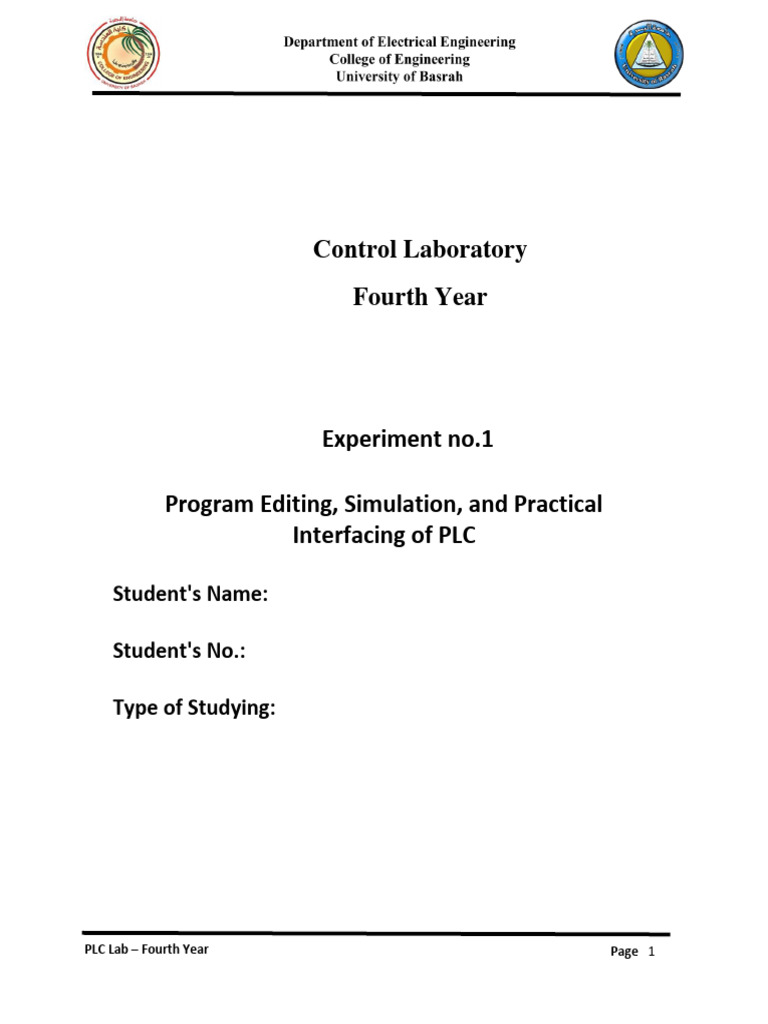 Experiment No1 Pdf Programmable Logic Controller Computer Program 7220