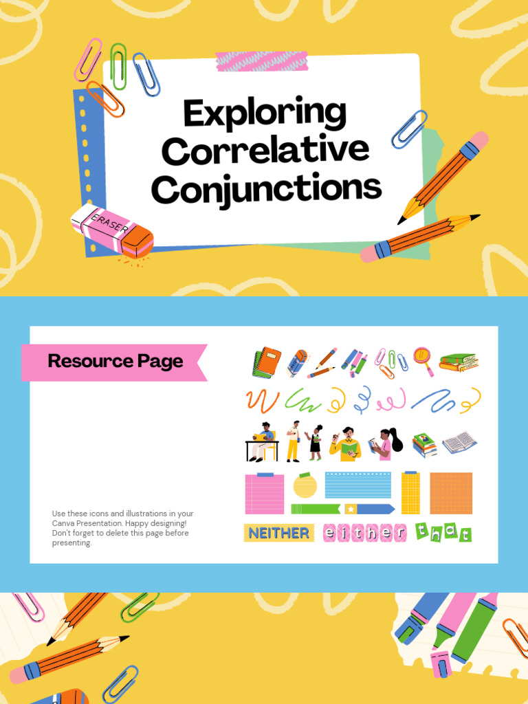 Correlative Conjunctions Education Presentation in Yellow White Bright ...