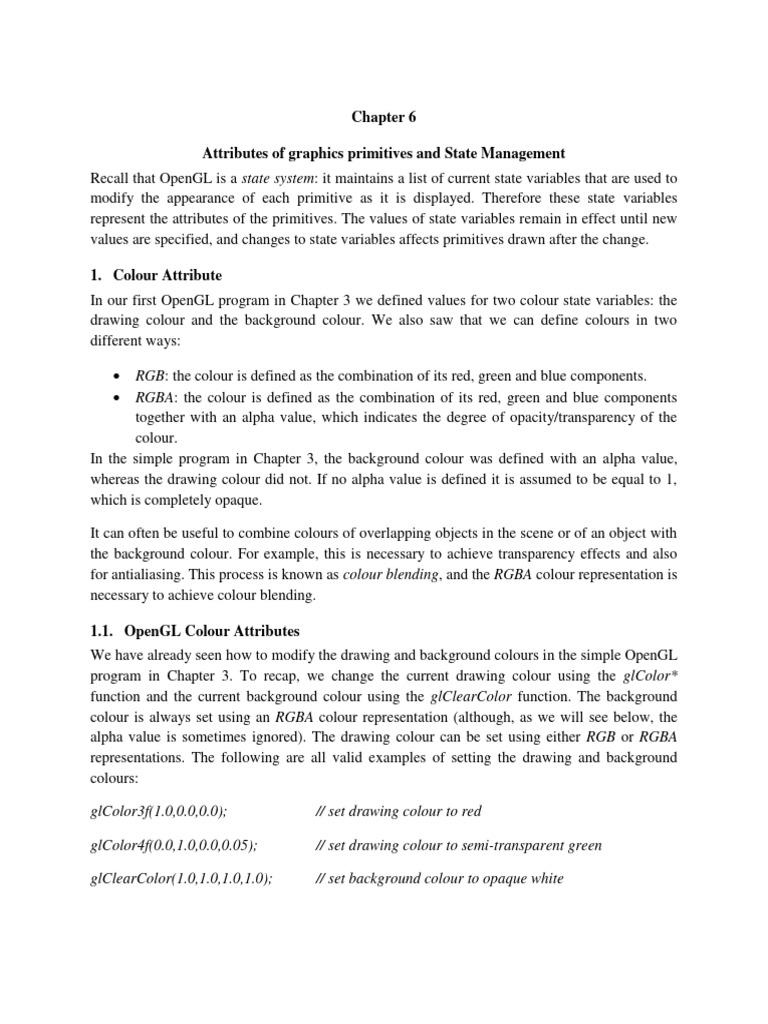 OpenGL Graphics Attributes Guide | PDF