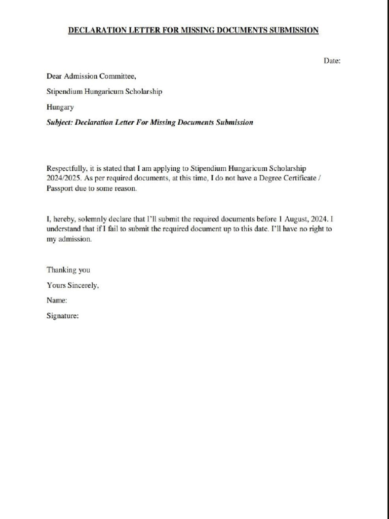 Declaration Letter Sample | PDF