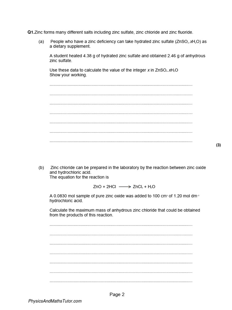 Empirical & Molecular Formula 2 QP | PDF | Zinc | Chemical Bond