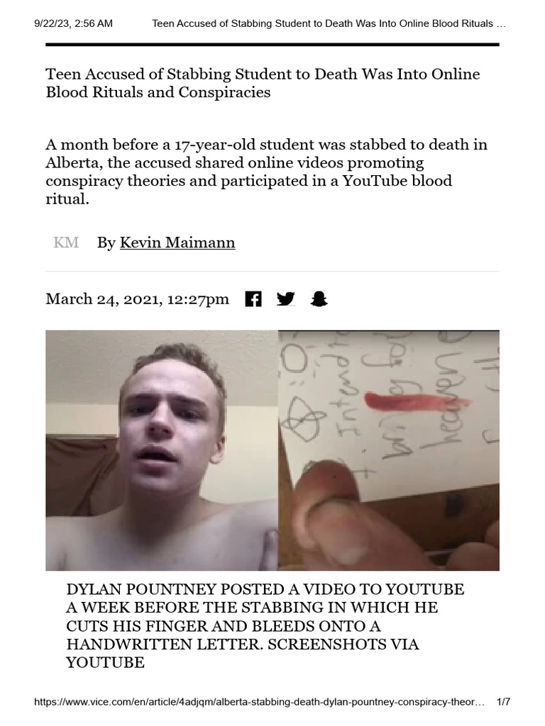 Teen Accused of Stabbing Student To Death Was Into Online Blood Rituals ...