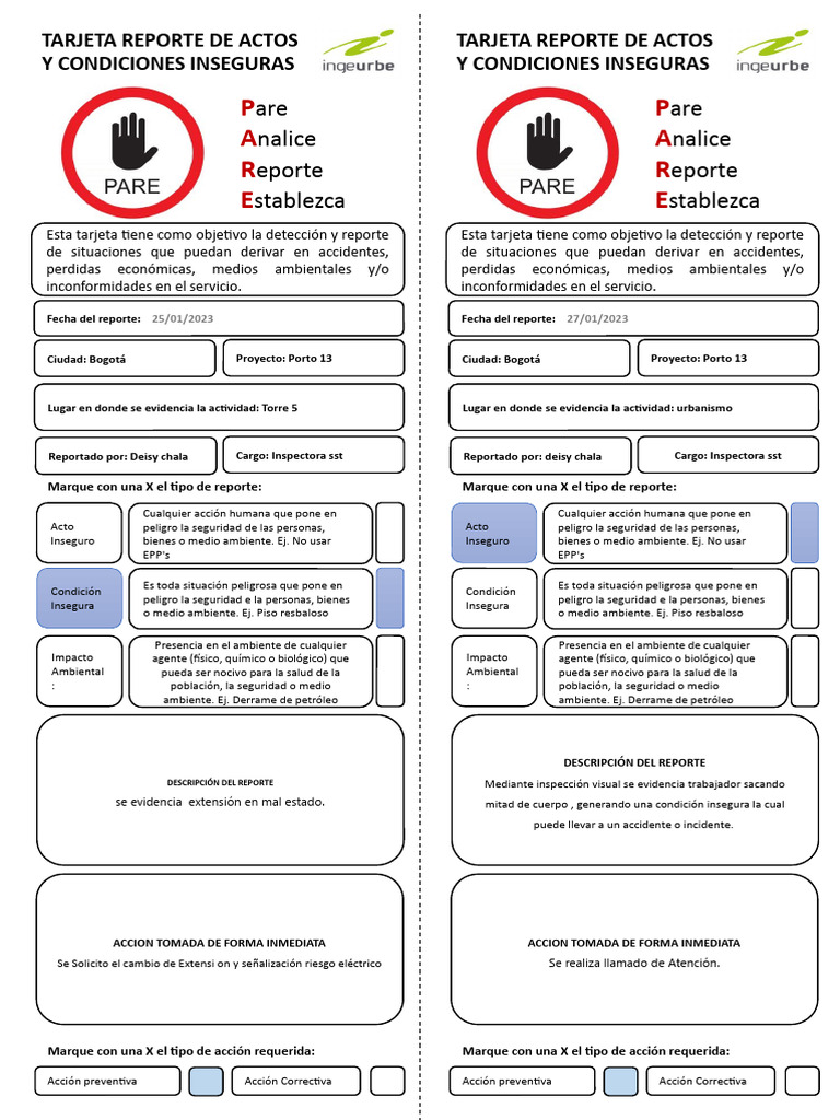 Tarjeta de Reporte PARE. Enero | PDF | Entorno natural | Naturaleza