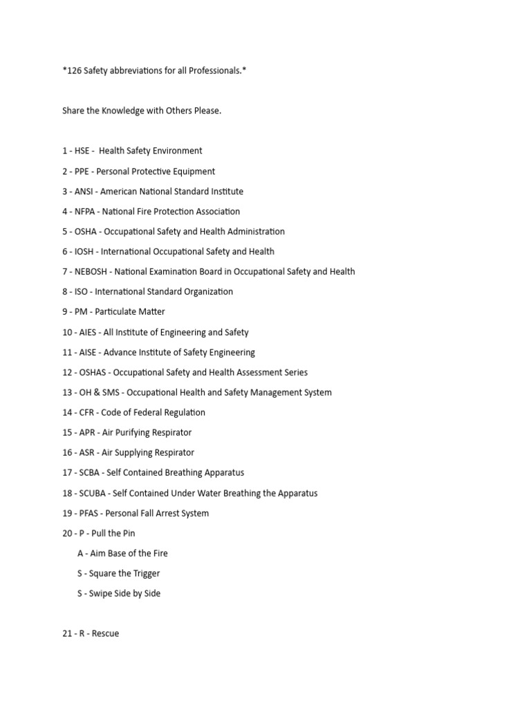 Safety Abbreviation | PDF