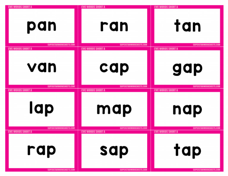 CVC Sight Word Short A 4 | PDF
