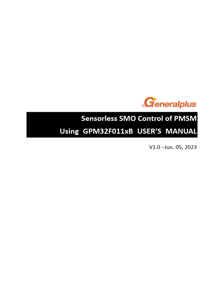 GPM32F011XBV10 Sensorless SMO Control of PMSM Using GPM32F011xB User ...