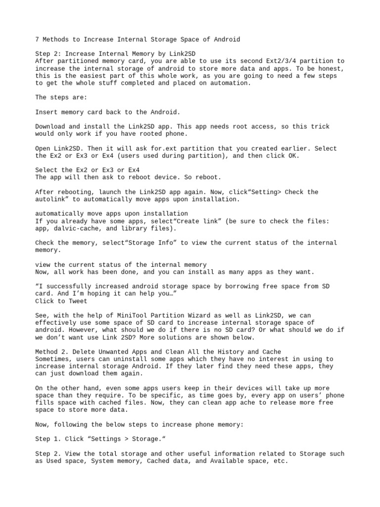7 Methods To Increase Internal Storage Space of Android | PDF | Usb ...