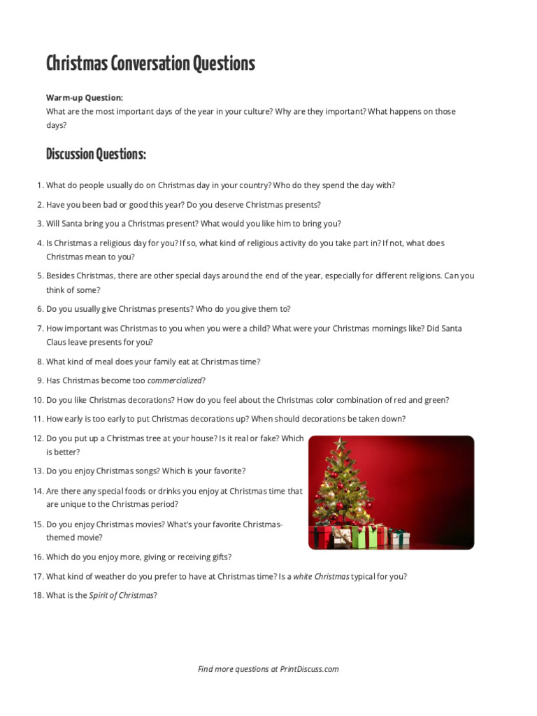 Christmas Discussion Questions | PDF | Wellness | Religion & Spirituality