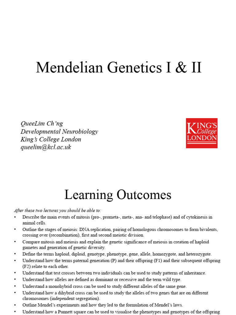Mendelian Genetics: Mitosis, Meiosis, and Inheritance | PDF | Science ...