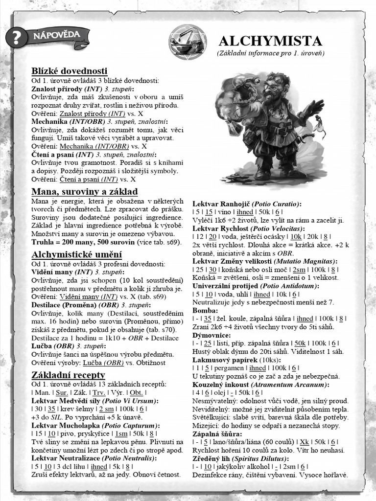 Alchymista - Napoveda 1. Uroven | PDF
