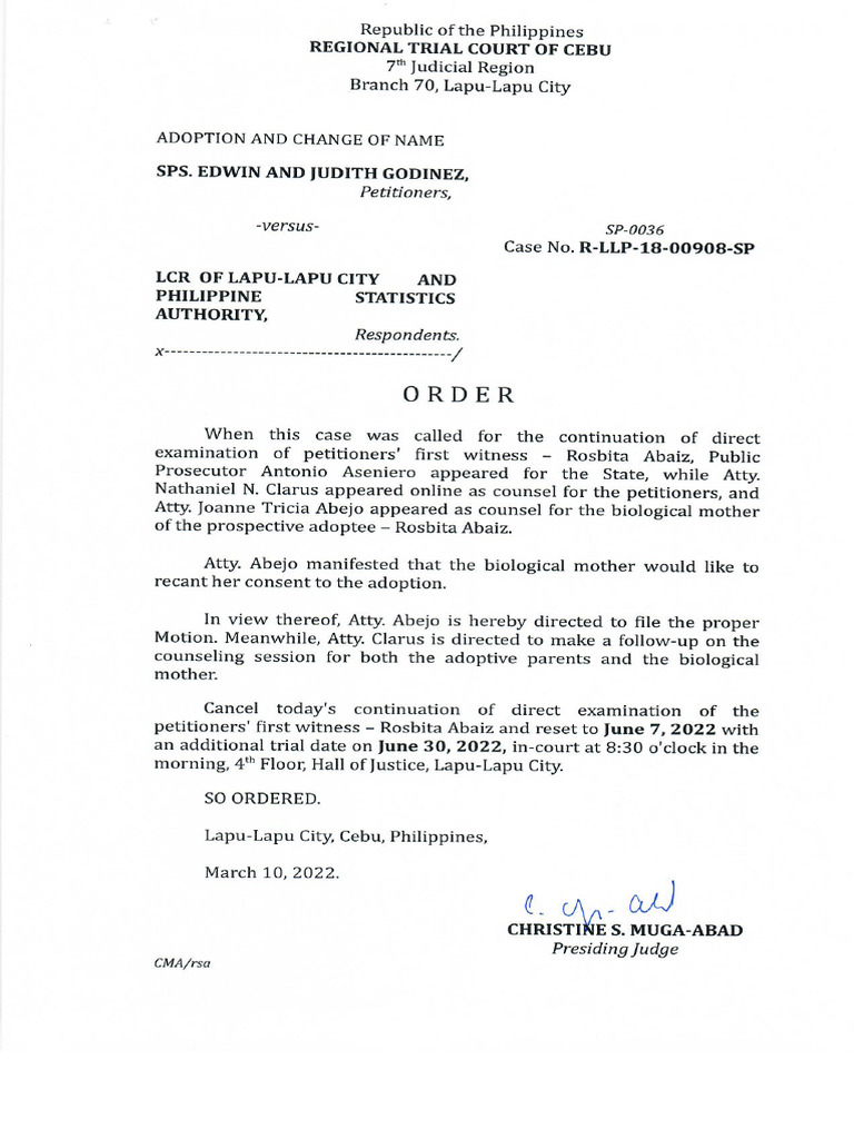 Sps. Edwin and Judith Godinez vs. LCR of Lapu-Lapu City PSA | PDF