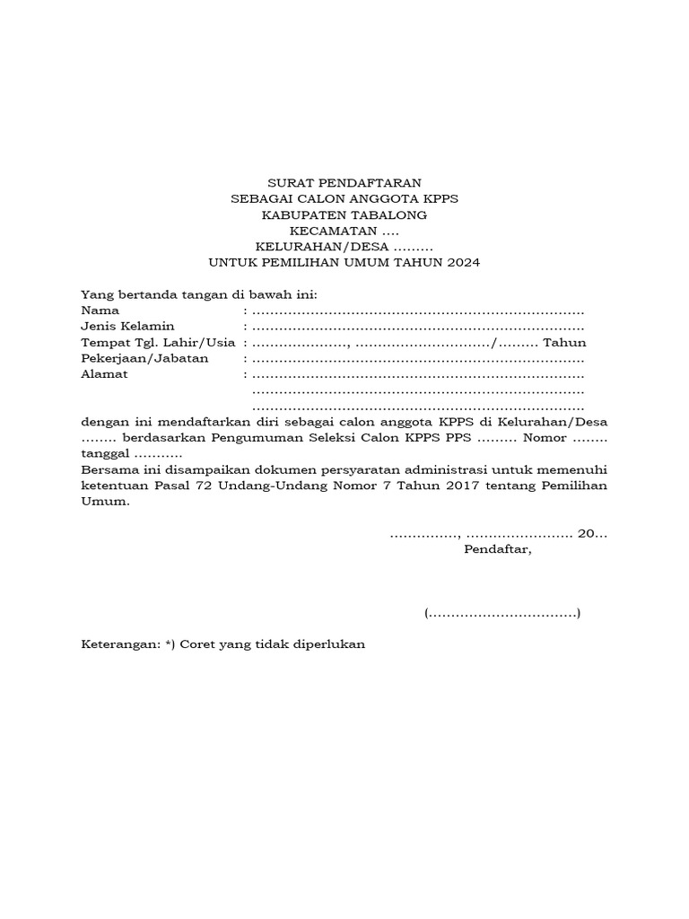 Edit PENGUMUMAN PPS PENDAFTARAN KPPS v1-1 | PDF