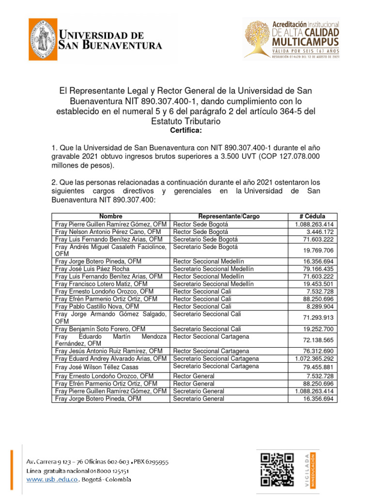 Cert Cargos Directivos y Gerenciales Fdo | PDF