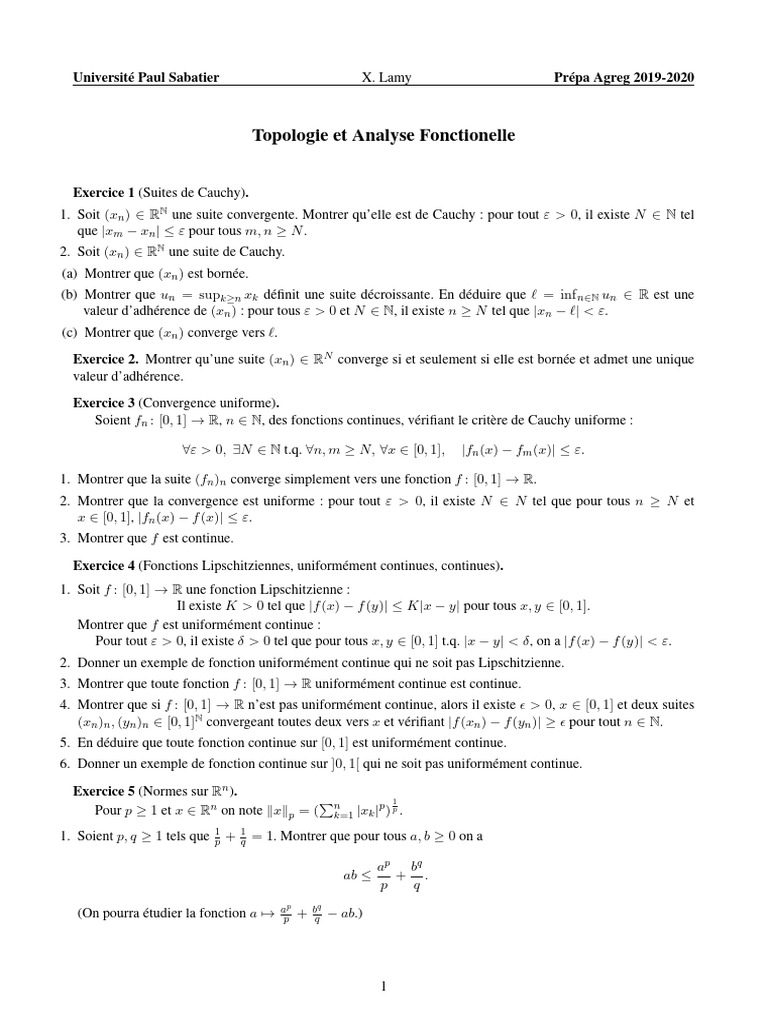Agreg 1920 Af Topo | PDF | Algèbre | Analyse mathématique