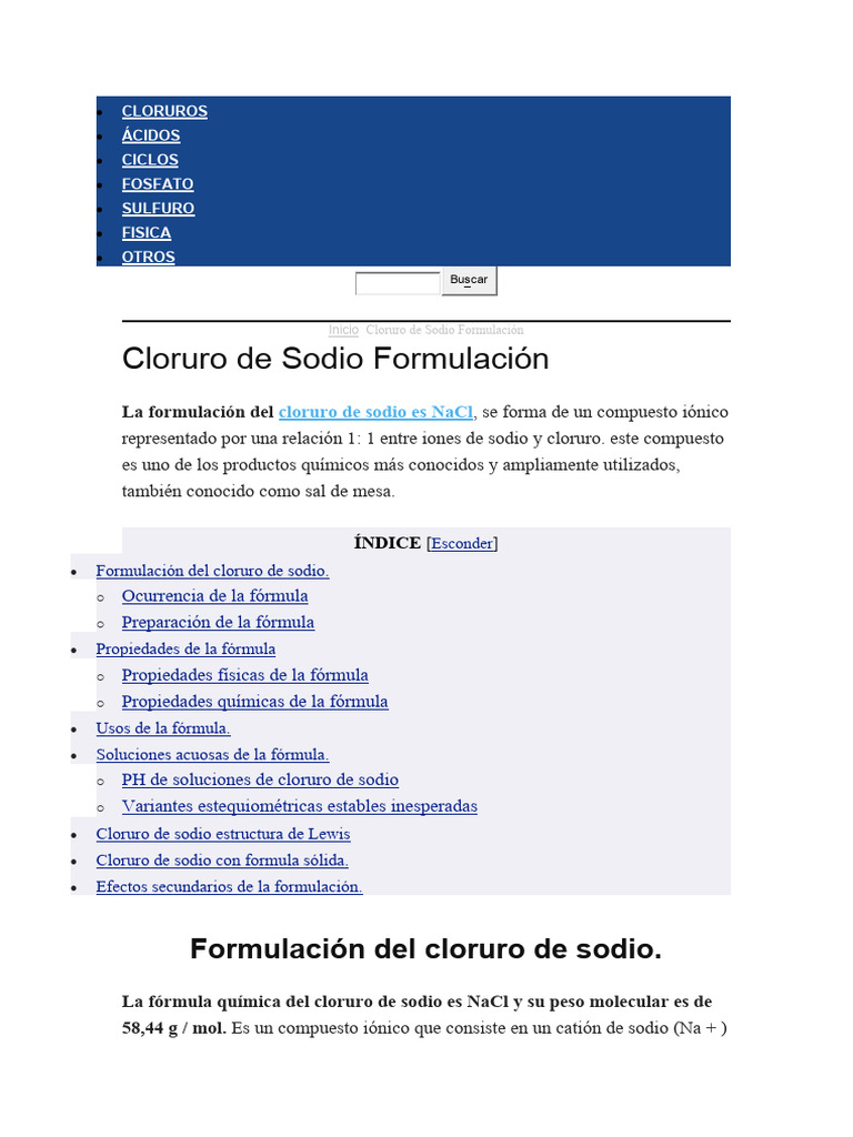 CLORUROS FORMULA DE LA SAL 10K DE SAL POR 200 LITROS DE AGUA - 07- 07 ...