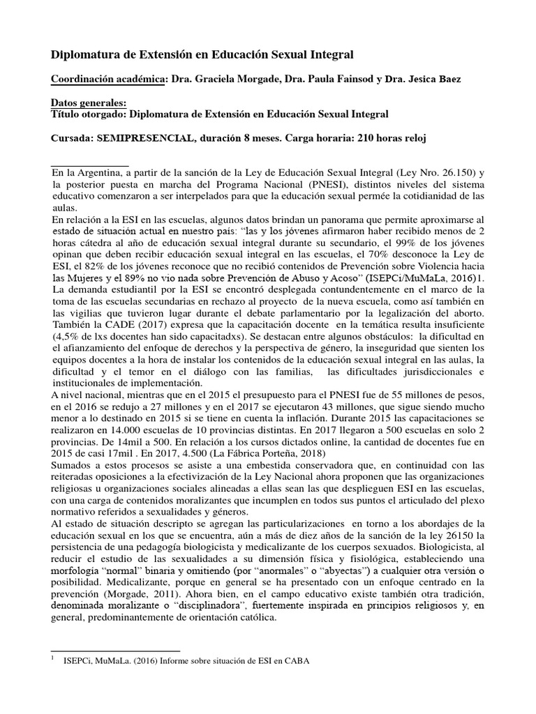 Plan de Estudios Diplo ESI | PDF | Maestros | Educación sexual